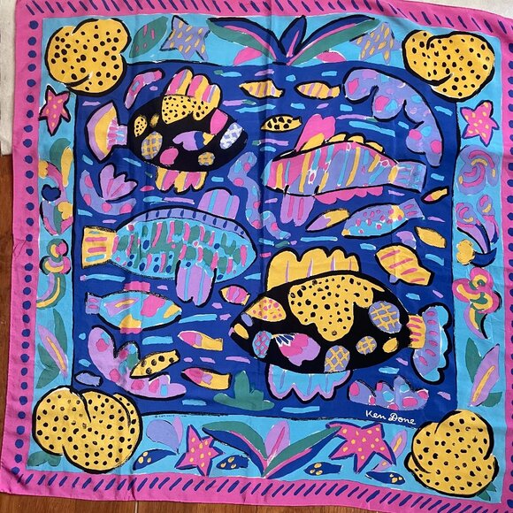 Ken Done | Accessories | Vintage Ken Done Barrier Reef Silk Scarf ...